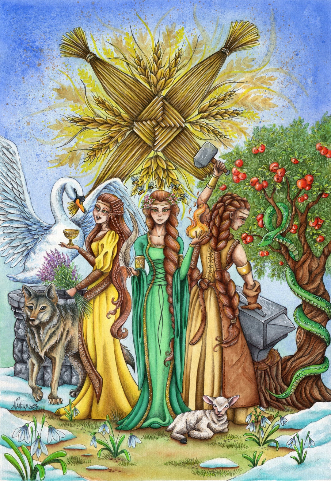 Brigid Goddess Brighit Triple Celtic Goddess Print From - Etsy UK