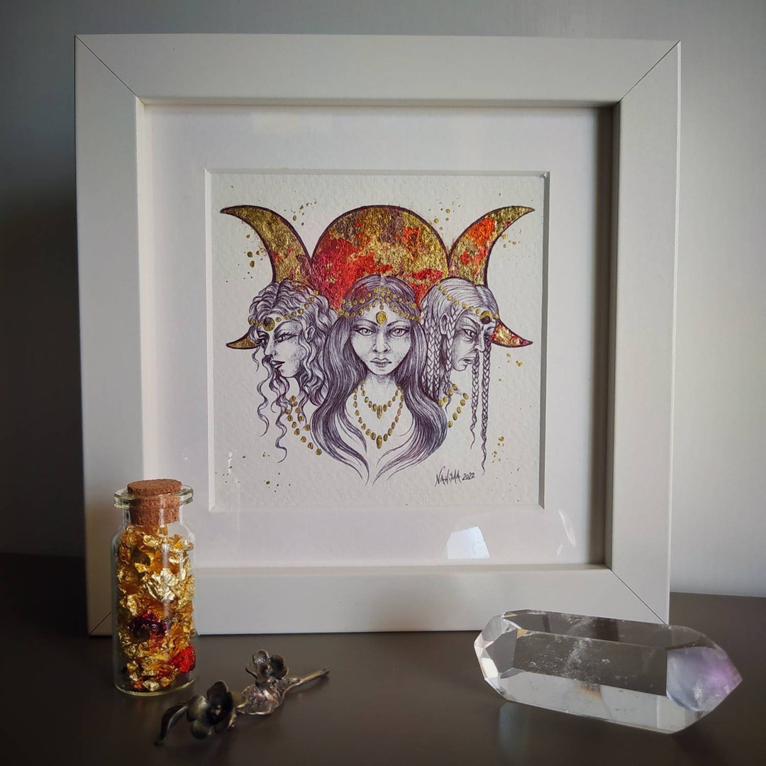 Triple Goddess - Miniature - Original Work - Ink and Gold Leaf ...