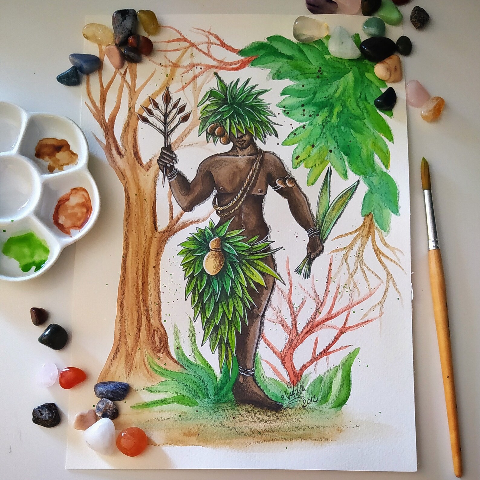 Ossain Osanyin Ossanha Orixas Orishas Illustrazione Stampa da Dipinto ...