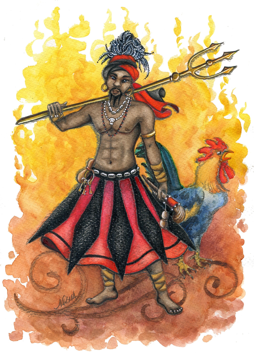 Exú - Elegua - Elegba - Orixas - Orishas - Illustrazione - Stampa da ...