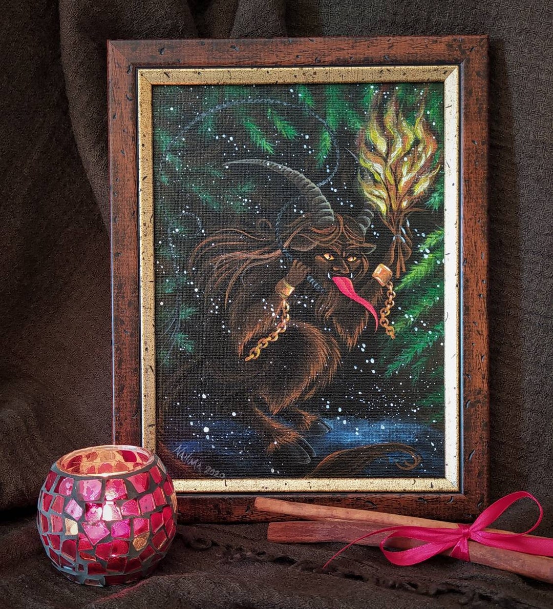 Krampus Christmas Demon Black Helper Satyr Acrylic - Etsy