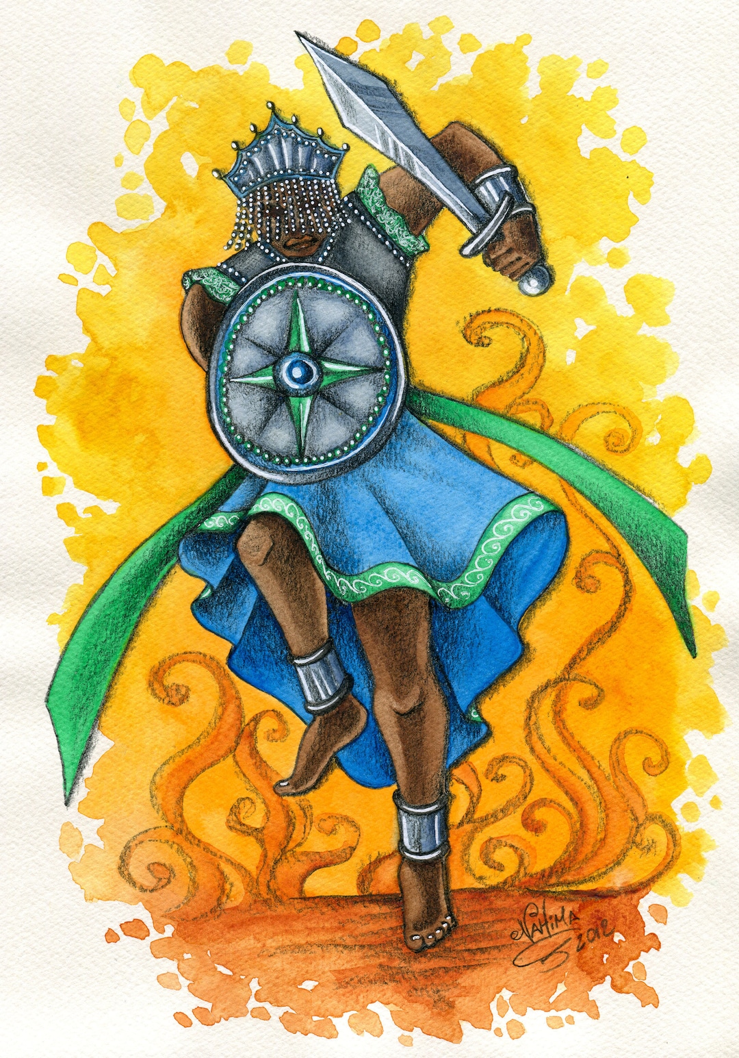 Ogun - Ogum - Ogoun - Orishas - Illustration - Print From Original ...