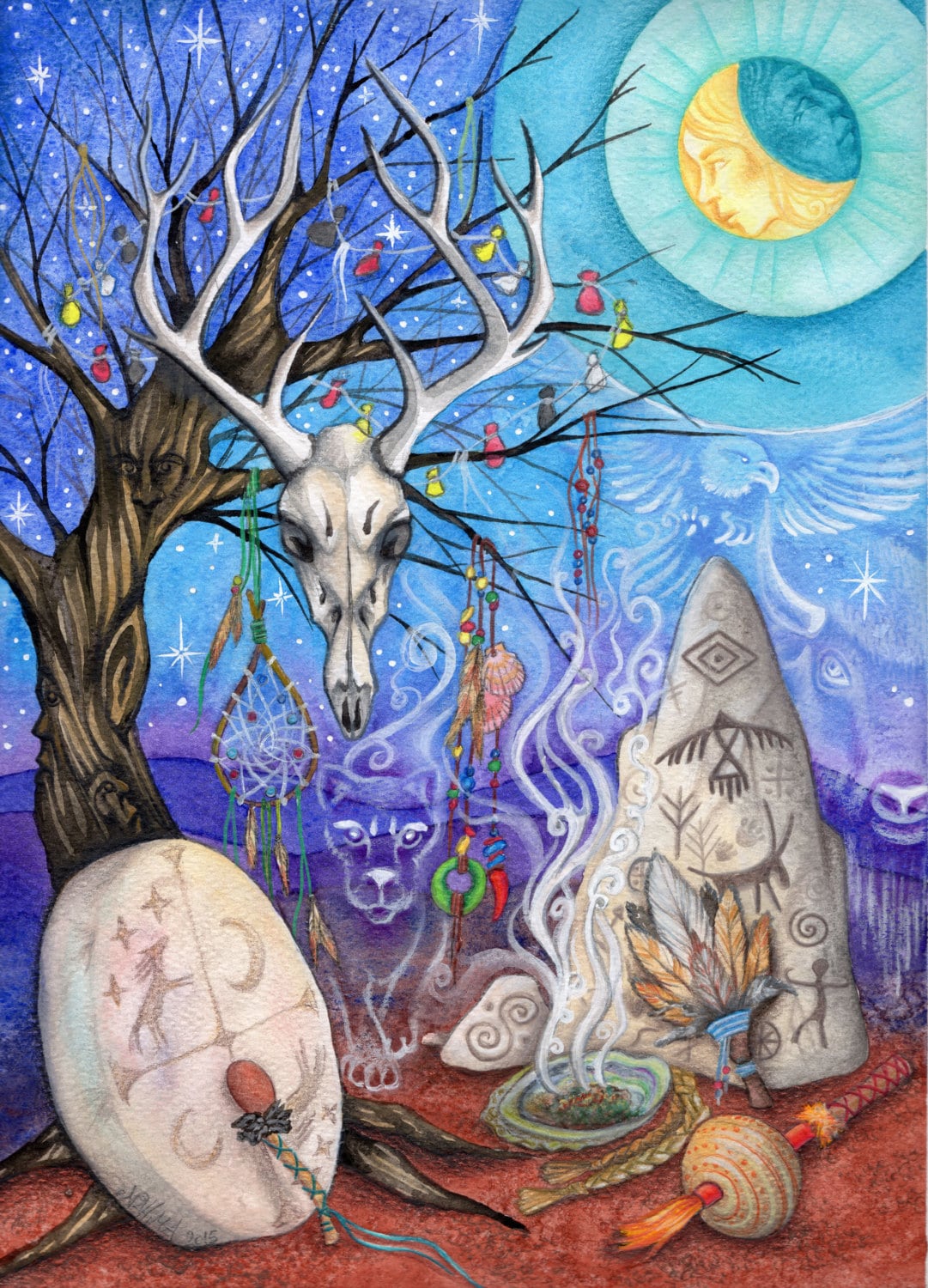 Shaman Spirit Shamanic Illustration Spirit Guides Shamanic Ritual Print ...