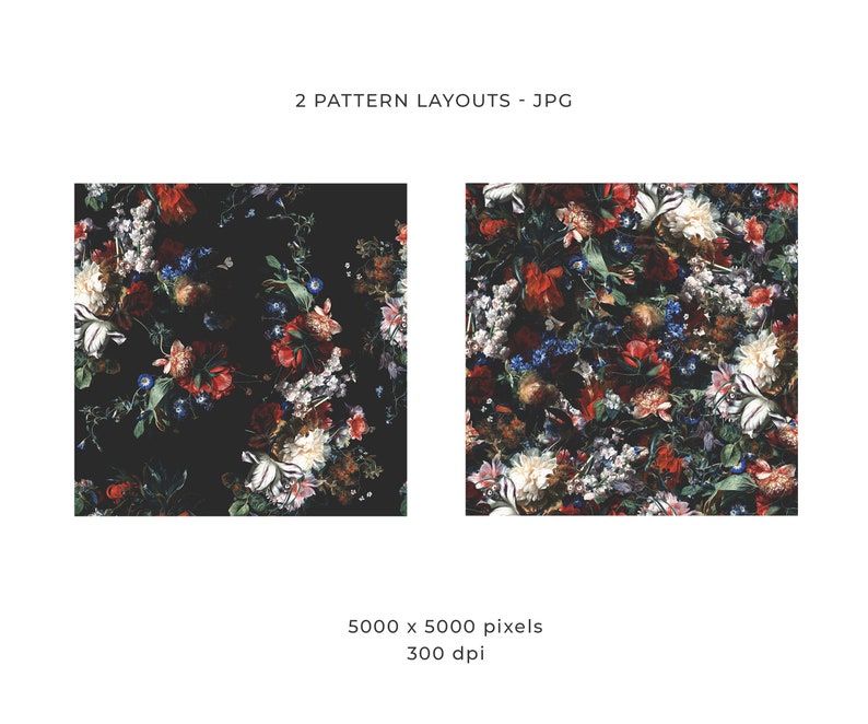 Dark Moody Flower Seamless Pattern, Floral Pattern, Fabric Pattern ...