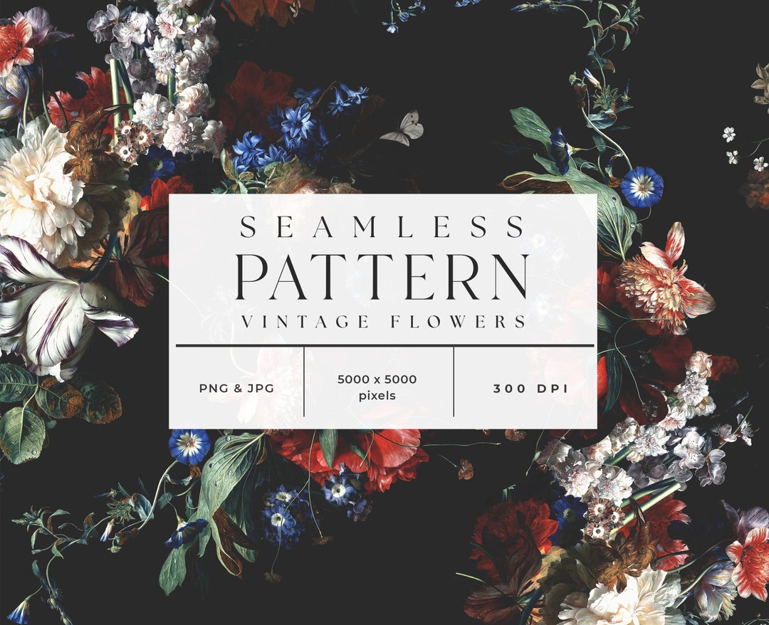 Dark Moody Flower Seamless Pattern, Floral Pattern, Fabric Pattern ...