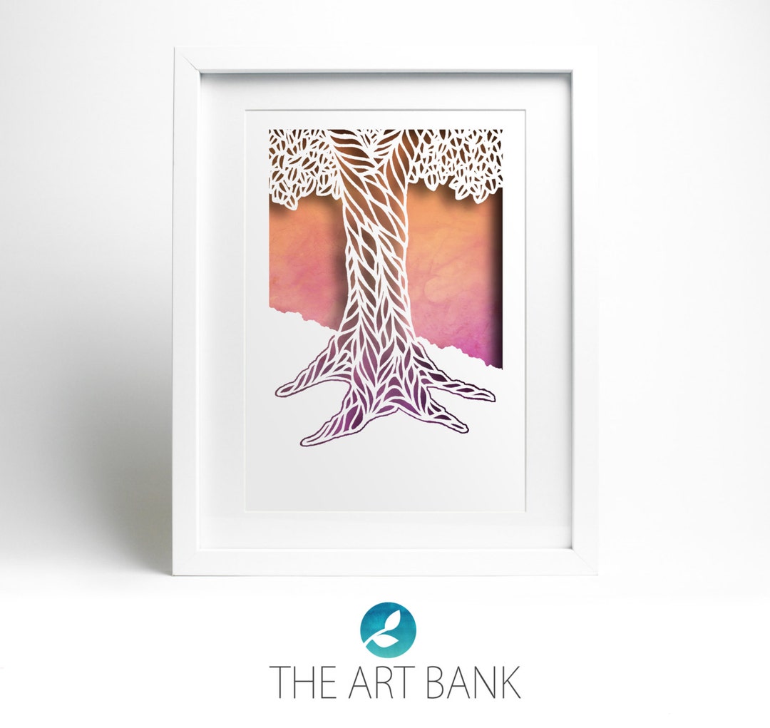 Paper-cut Template 'patterned Tree' Hand-cut Your Own! - Etsy