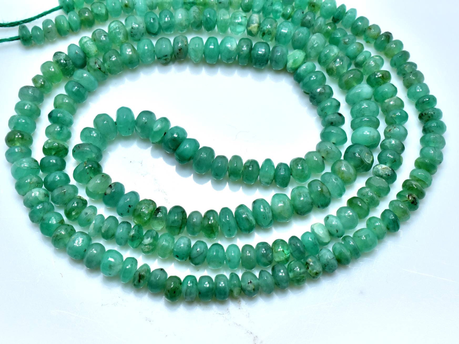 Emerald Smooth Rondelle Beads...precious Beads...3.50 to 4.50 Mm...20 ...