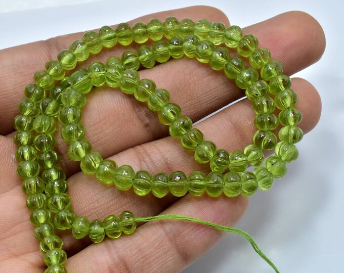 Peridot Melon Carved Beads...watermelon Beads...5.50 to 6 Mm...16 ...