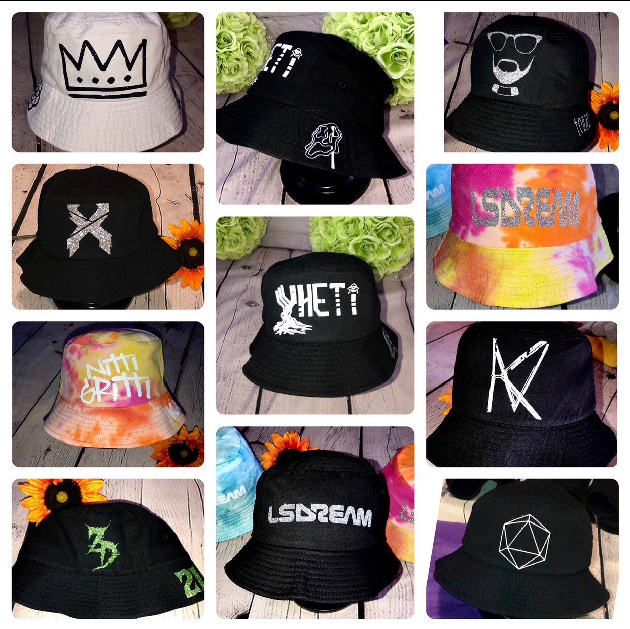 EDM, Rave, Festival, School, Personalized Custom Cotton Bucket Hat in ...