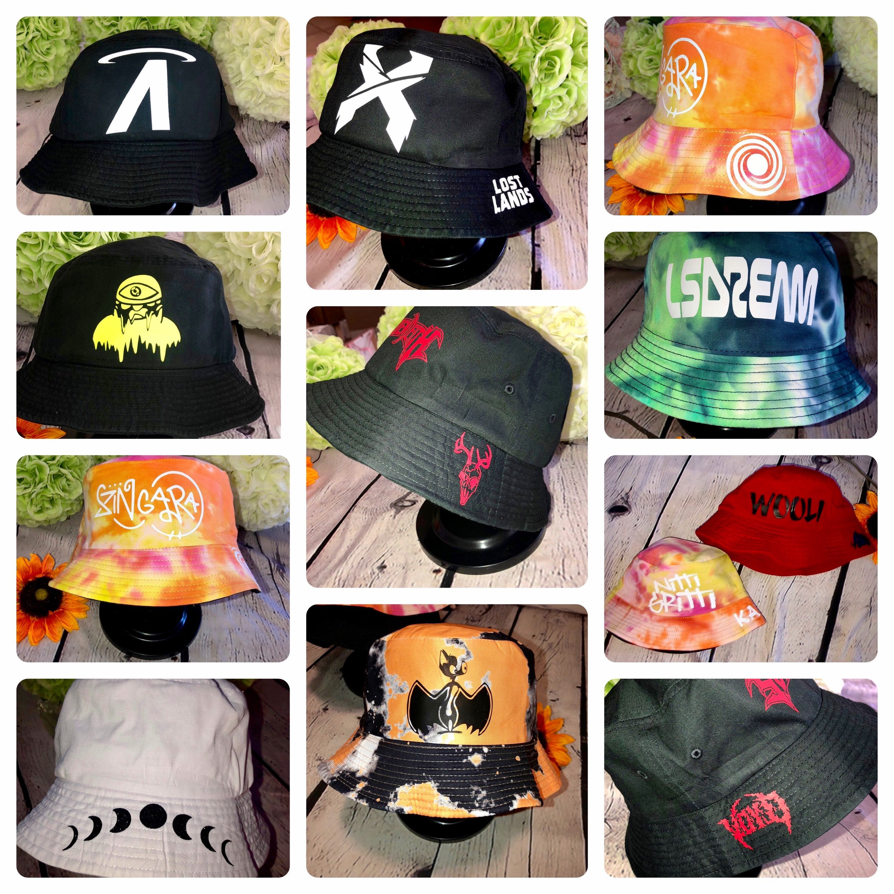 EDM, Rave, Festival, School, Personalized Custom Cotton Bucket Hat in ...