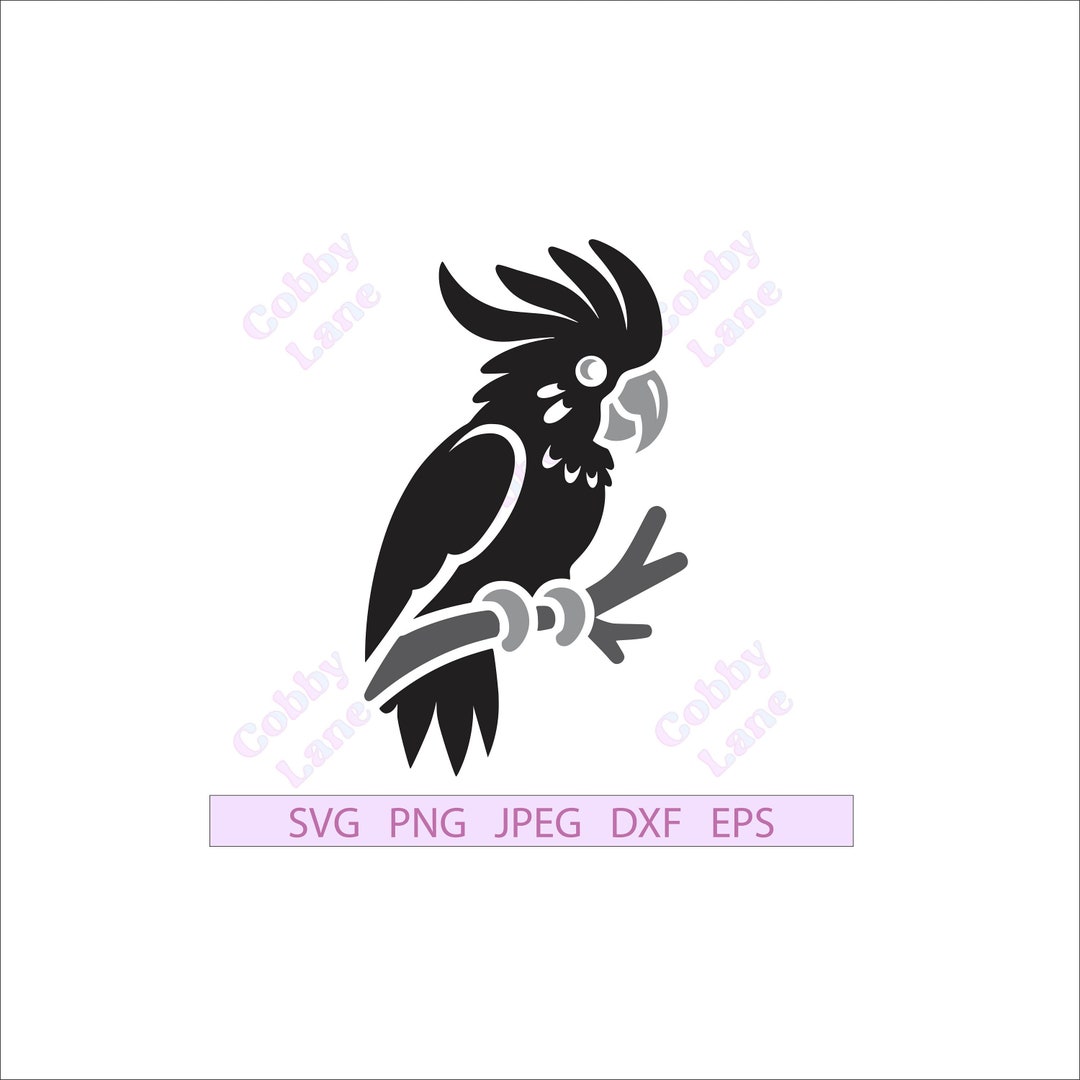Cockatoo, Cockatoo Svg, Parrot, Cockatoo on Branch, Svg, Png, Jpeg, Dxf ...