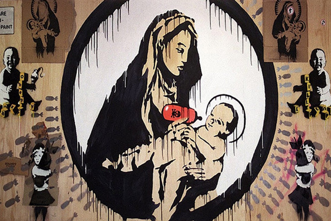 Madonna and Child by Banksy Canvas Print Gallery Framed | Etsy