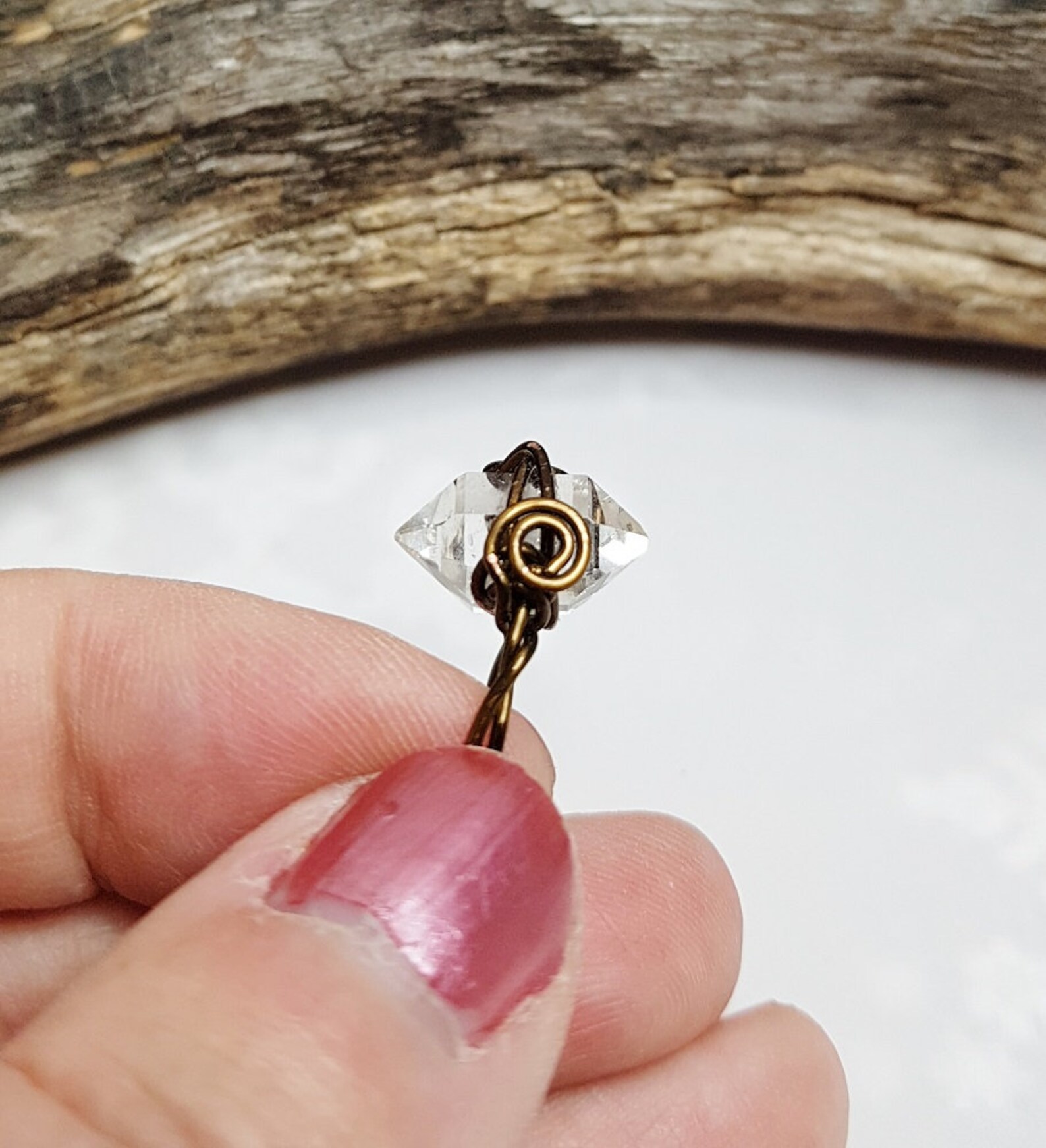 Herkimer Diamond Ring Wire Wrapped Minimalist Healing Crystal - Etsy