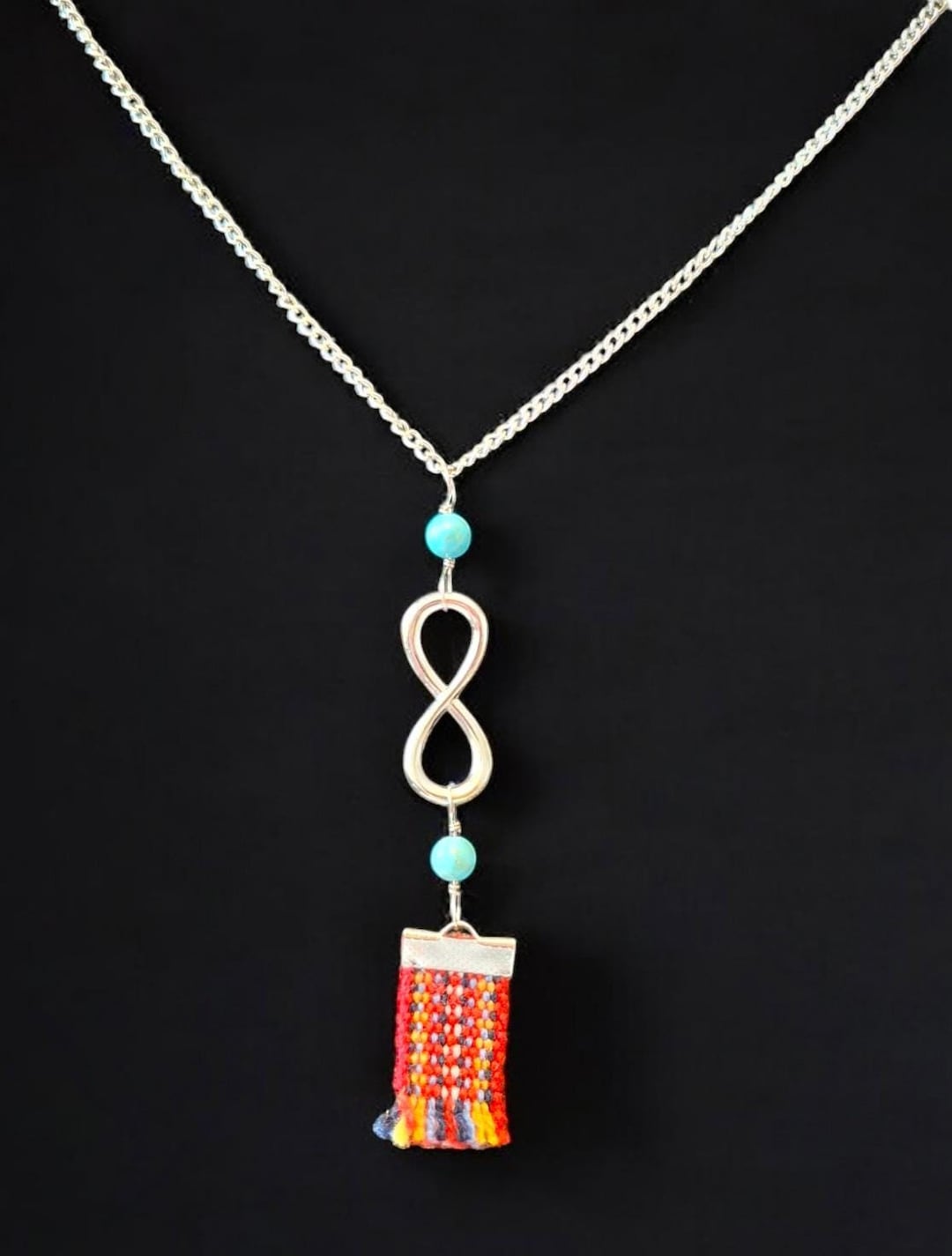 Indigenous Metis Sash Protection Necklace - Red Voyageur Fabric With ...