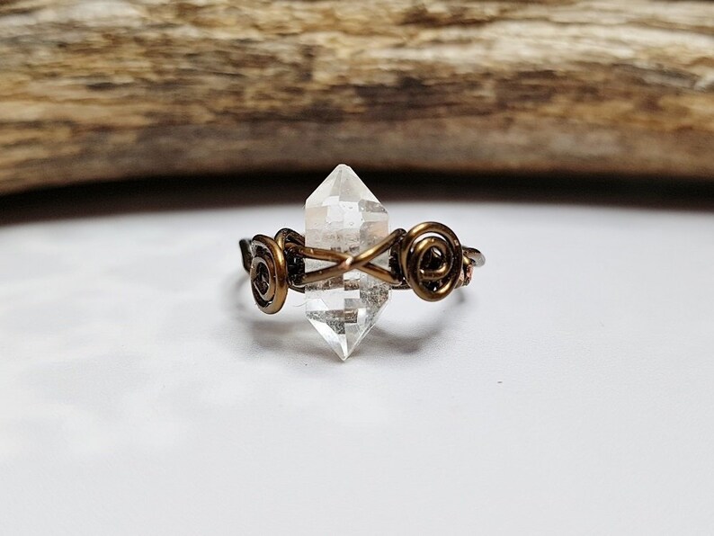 Herkimer Diamond Ring Wire Wrapped Minimalist Healing Crystal - Etsy Canada