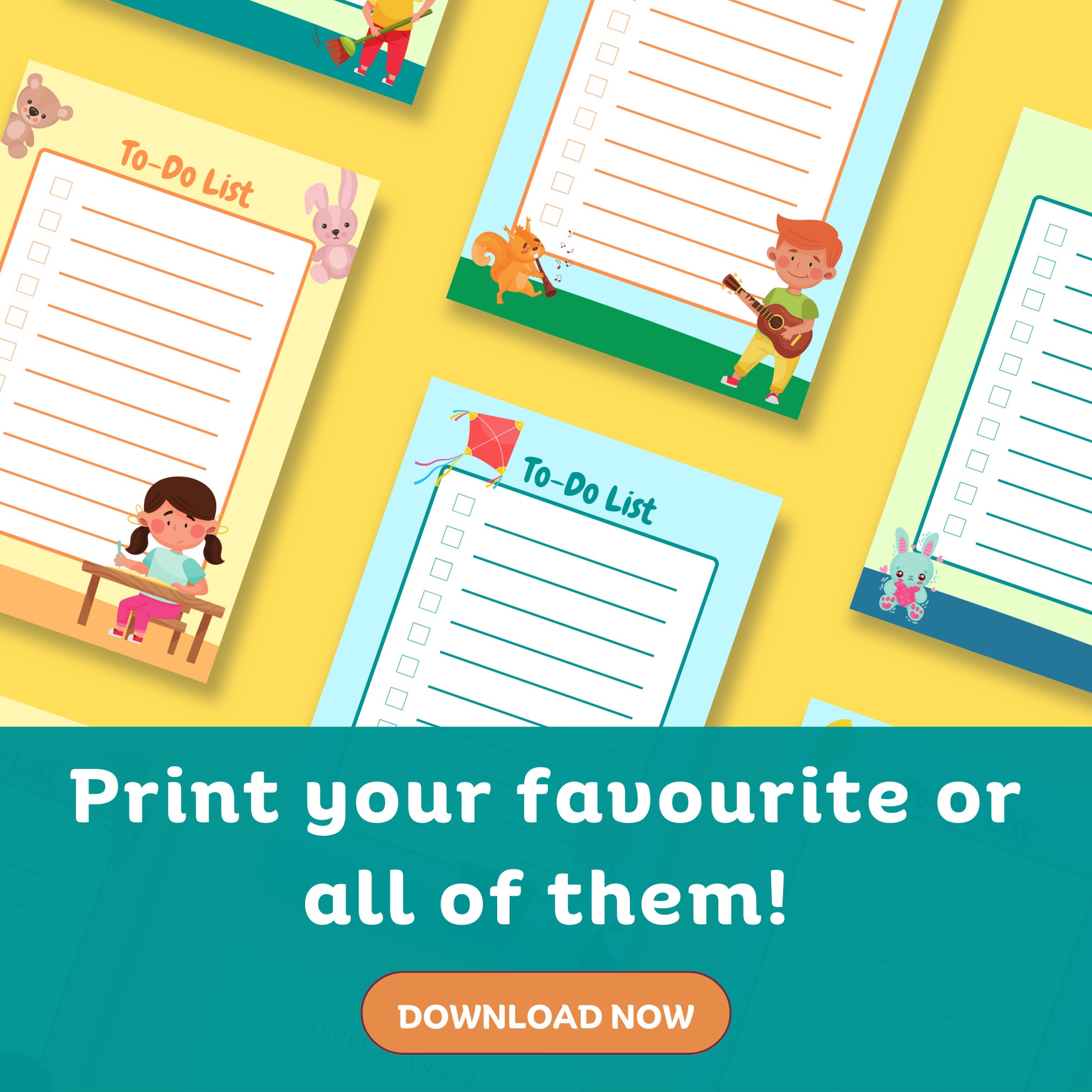 12 Printable Cute Children Illustrated to Do List Templates, Checklist ...