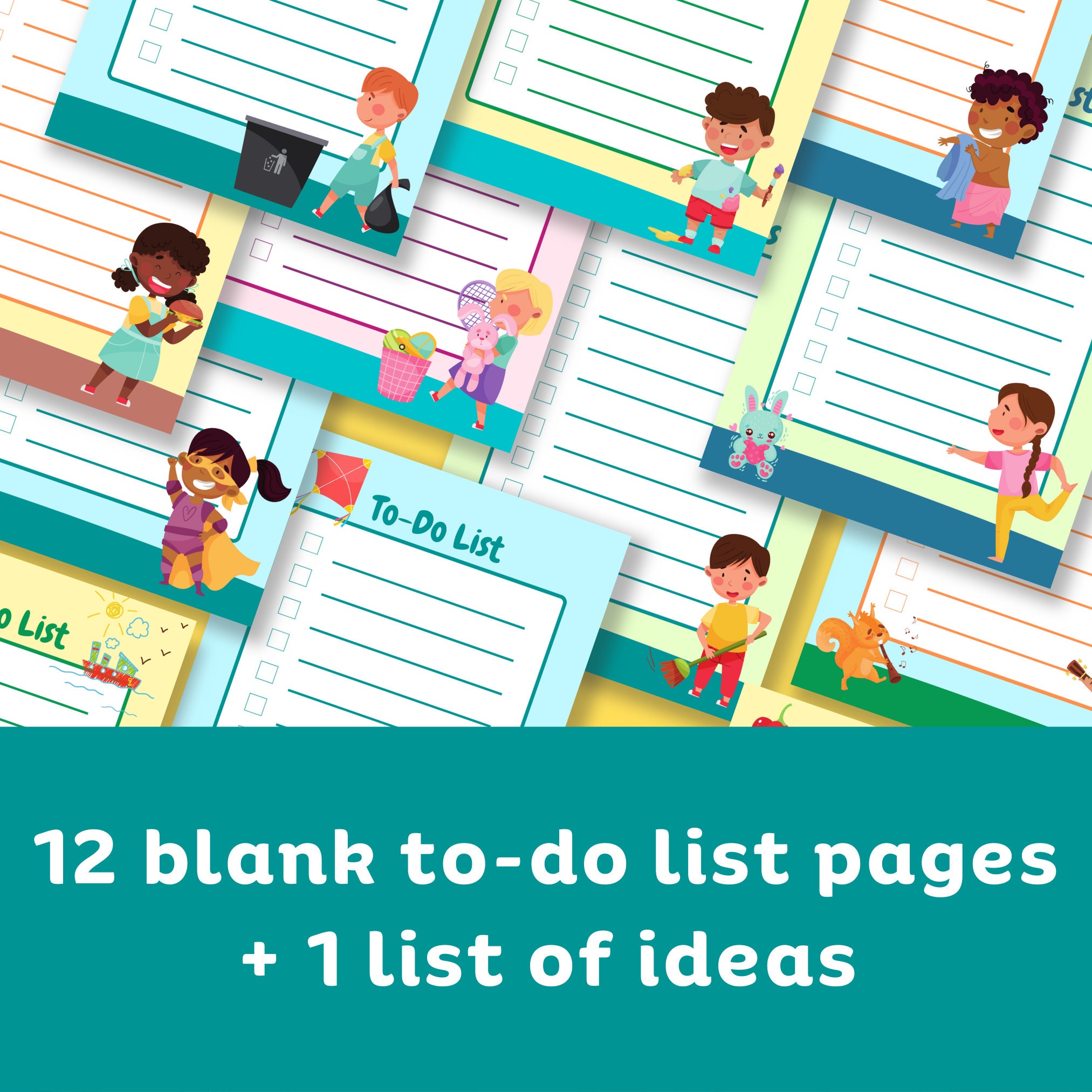 12 Printable Cute Children Illustrated to Do List Templates, Checklist ...
