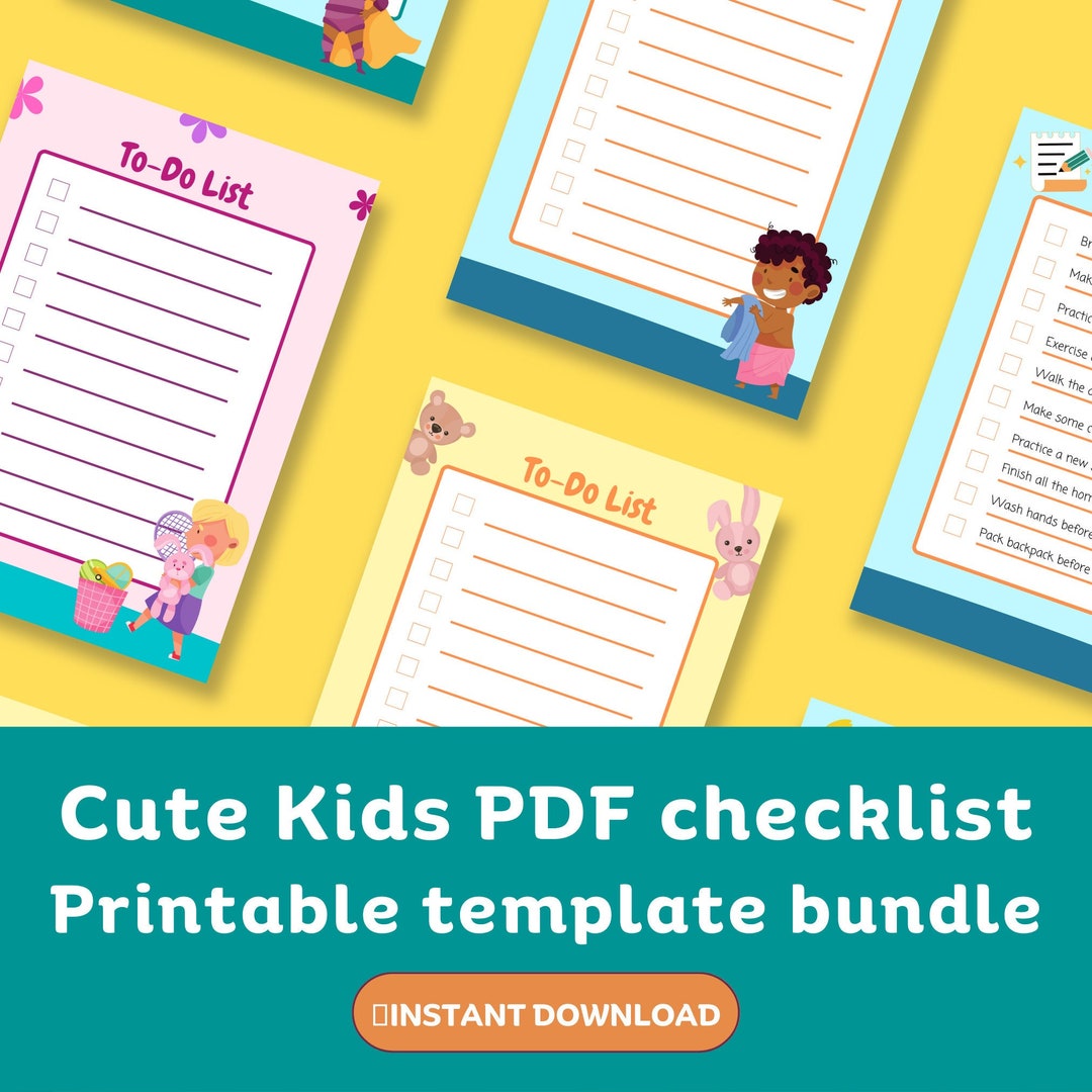 12 Printable Cute Children Illustrated to Do List Templates, Checklist ...