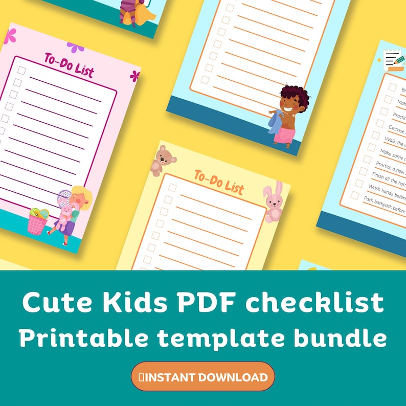 12 Printable Cute Children Illustrated to Do List Templates, Checklist ...