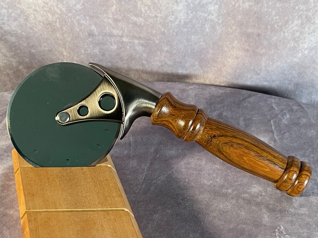 Pizza Cutter With Handle Turned From Monkeypod Wood. - Etsy