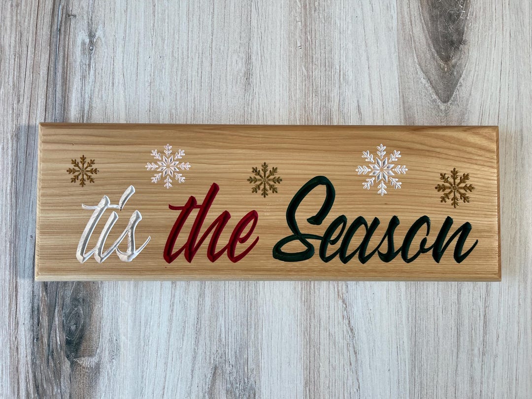 Christmas Wall Decor tis the Season Sign Hand Painted, Carved Unique ...
