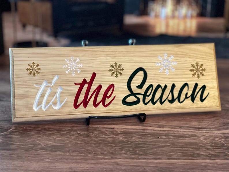 Christmas Wall Decor tis the Season Sign Hand Painted, Carved Unique ...