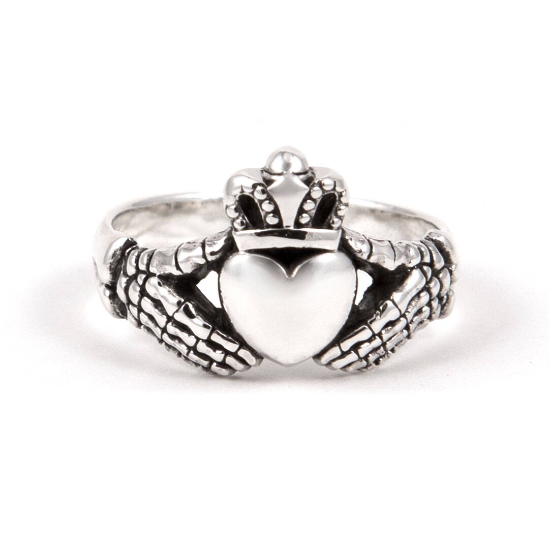 Claddagh Ring Skeleton Hand Sterling Silver 925 12 Mm.h - Etsy