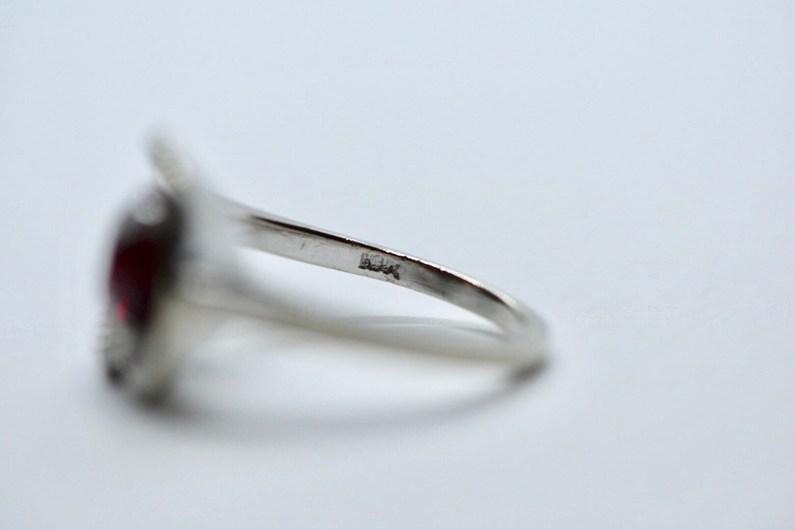 Vintage 10k White Gold Pear Cut Ruby & Quartz Ring Sz. 6 1/2 - Etsy