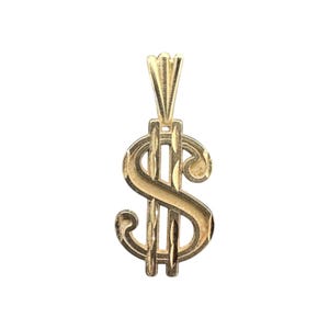 Money Sign Pendant - Vintage 14k Gold - Dollar Sign Charm Pendant ...