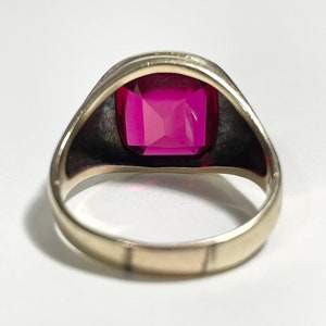 Vintage 10k Gold Retro Era Handmade Created Sugarloaf Ruby 11.8 CT Ring ...
