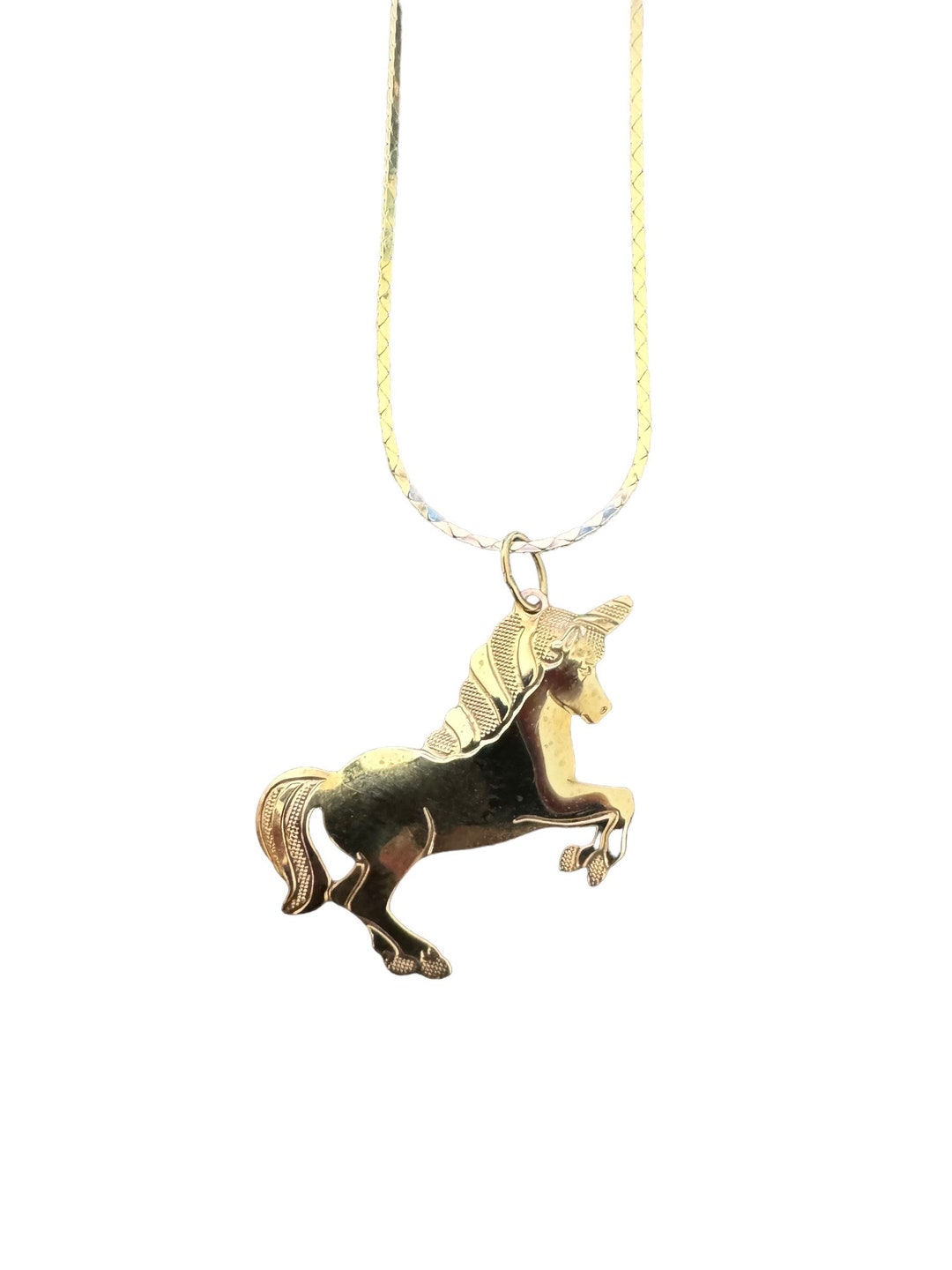 Vintage Unicorn Pendant & 18” Herringbone Chain - Mid Century Modern ...