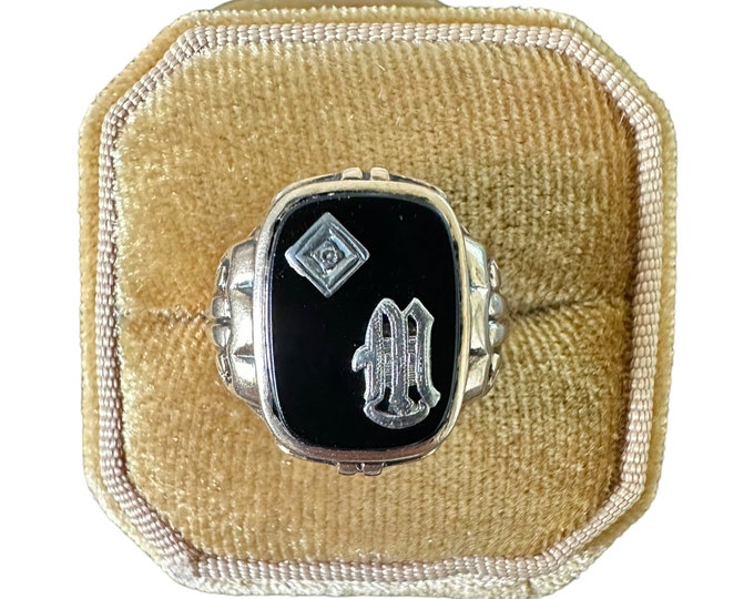 Letter M Signet Ring - Vintage 10k Gold - Old English Letter “M ...