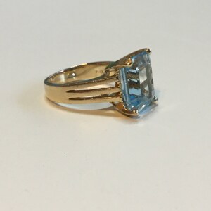 Large Vintage P14k 6ct Blue Topaz Ring Sz. 6 1/4 - Etsy