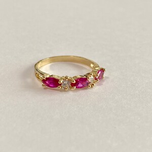 Created Ruby Channel Set Topaz Band. Ruby Marquise Cut and - Etsy