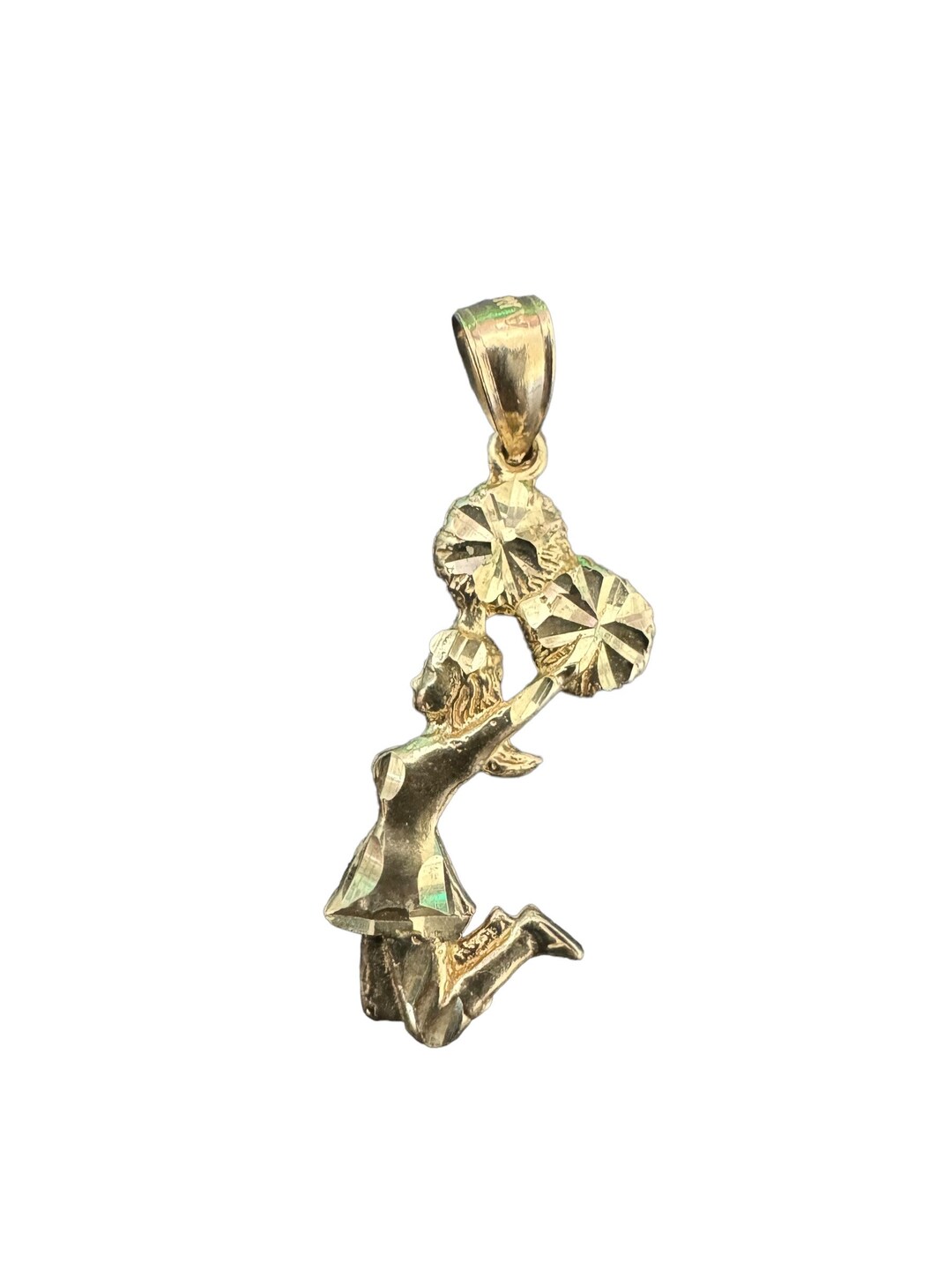 Cheerleader Pendant Vintage 10k Gold Diamond Cut Cheerleader Charm ...