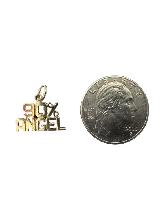Vintage 10k Gold - 1980s - 90% Angel Charm Pendant - … - Gem