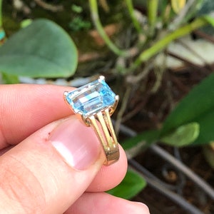 Large Vintage P14k 6ct Blue Topaz Ring Sz. 6 1/4 - Etsy