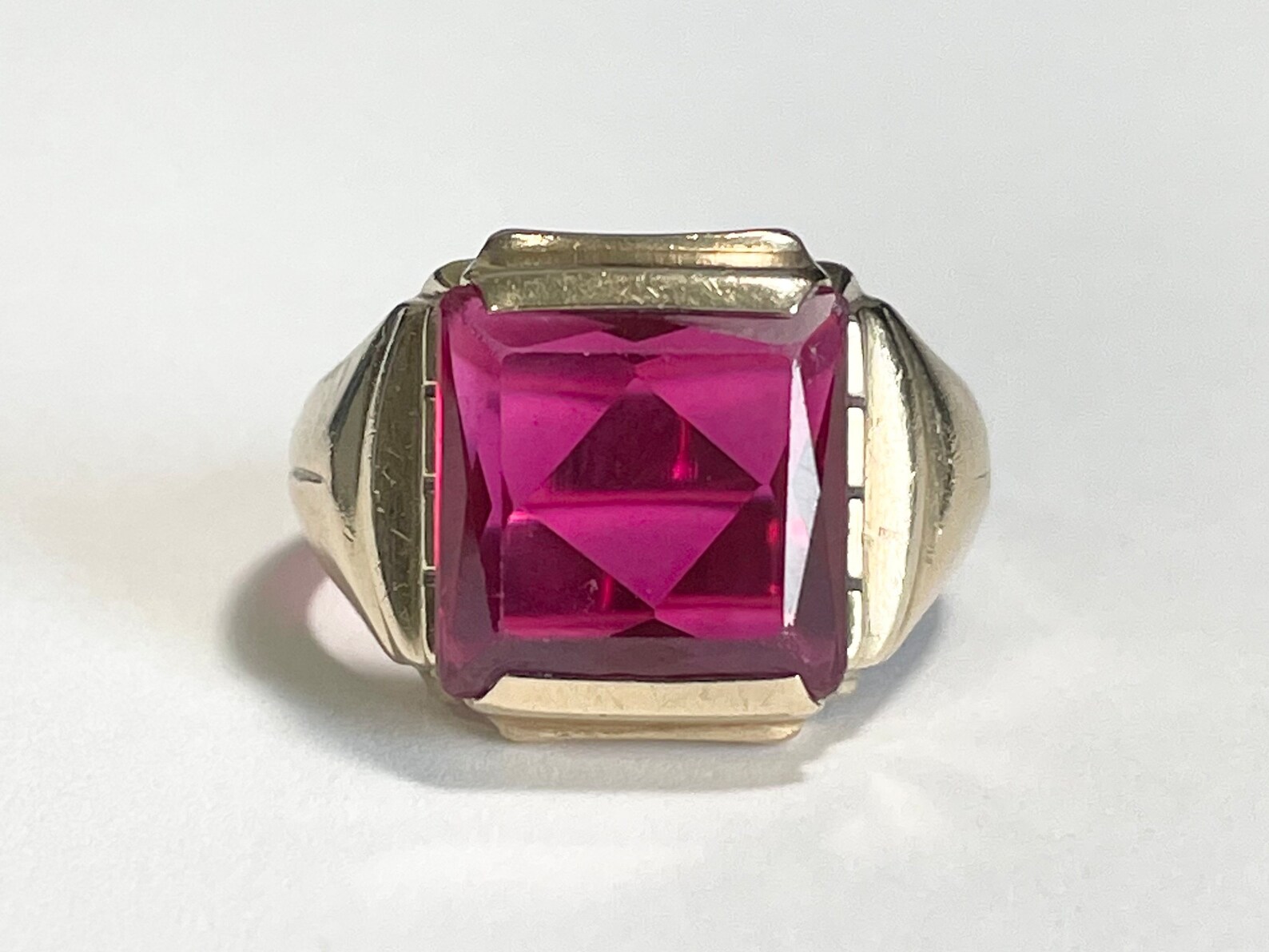 Vintage Retro Era 10k Gold Radiant Cut Ruby Sz. 9 Fine - Etsy