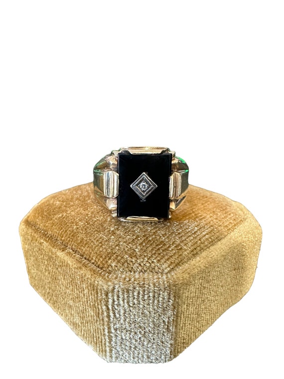 Onyx Diamant Siegel Ring Vintage 10k Gold Retro Ara Echter Onyx Diamant Ring Gr. 10 3 4 1940er Jahre Feiner Statement Schmuck Etsy