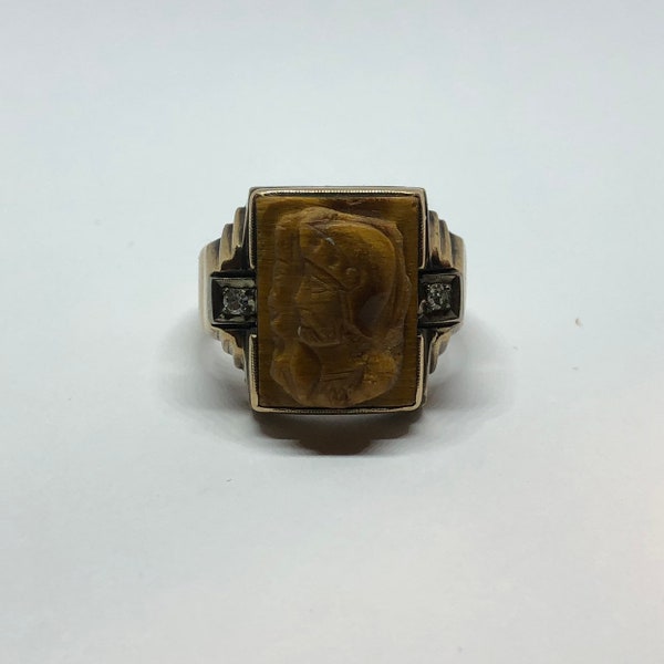 Mens Vintage Carved Tiger Eye Ring - Etsy