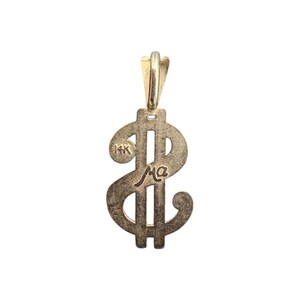 Money Sign Pendant - Vintage 14k Gold - Dollar Sign Charm Pendant ...