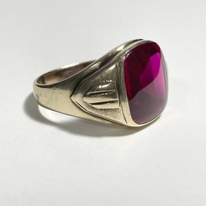 Vintage 10k Gold Retro Era Handmade Created Sugarloaf Ruby 11.8 CT Ring ...