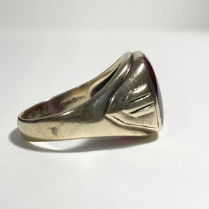 Vintage 10k Gold Retro Era Handmade Created Sugarloaf Ruby 11.8 CT Ring ...