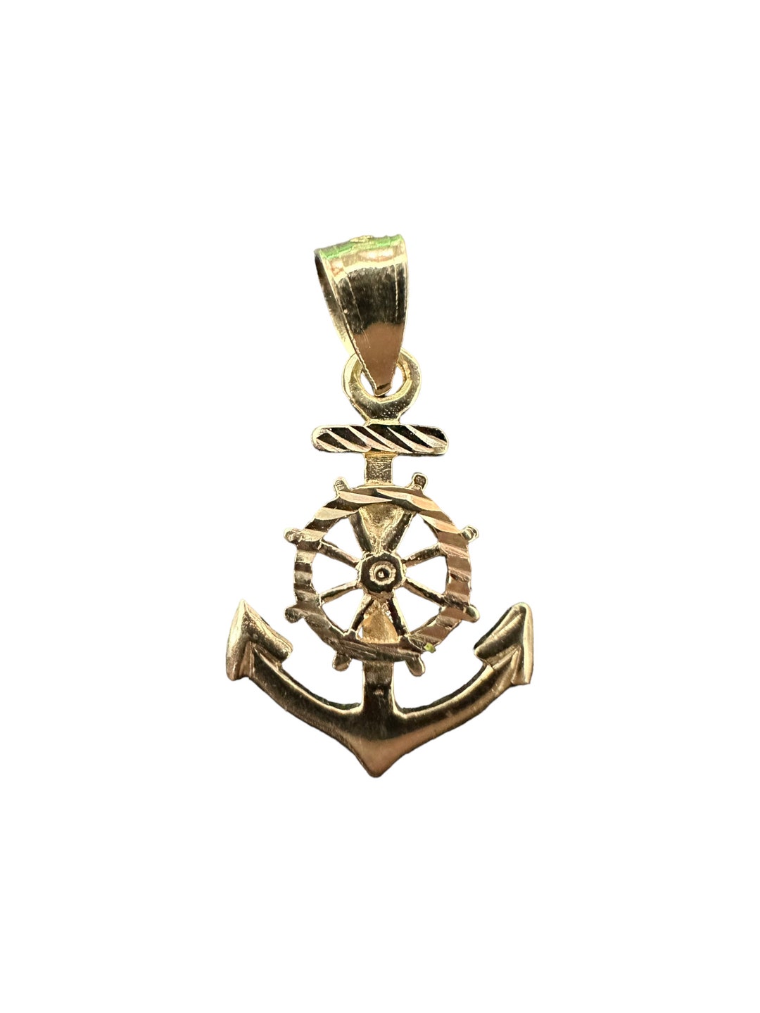 Vintage 14k Gold - Nautical Anchor & Helm Charm Pendant - 1980s - Fine ...