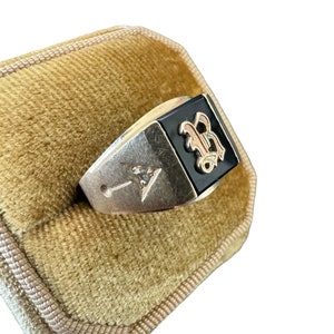 Letter R Signet Ring - Vintage 10k Gold - Onyx & Spinel Old English “R ...