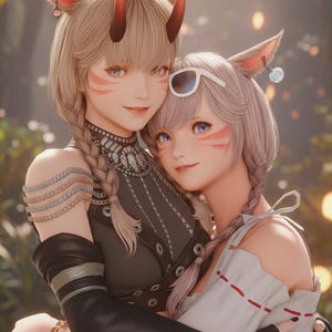 Final Fantasy XIV Personalized Couple Portrait Rendering Commission - Etsy