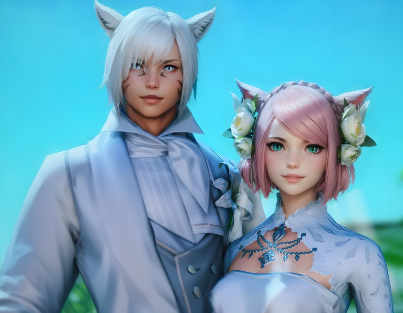 Final Fantasy XIV Personalized Couple Portrait Rendering Commission - Etsy