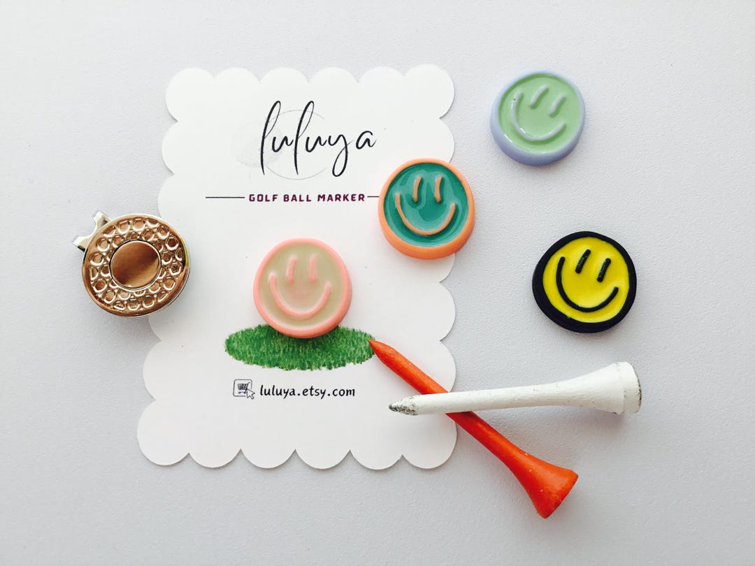 Golf Ball Marker / Smiley Face Happy / Golf Accessory / Magnetic Hat ...