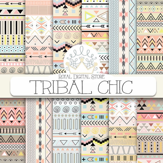 Tribal Background Bundle|Aztec Patterns Digital Scrapbook Paper Digital ...