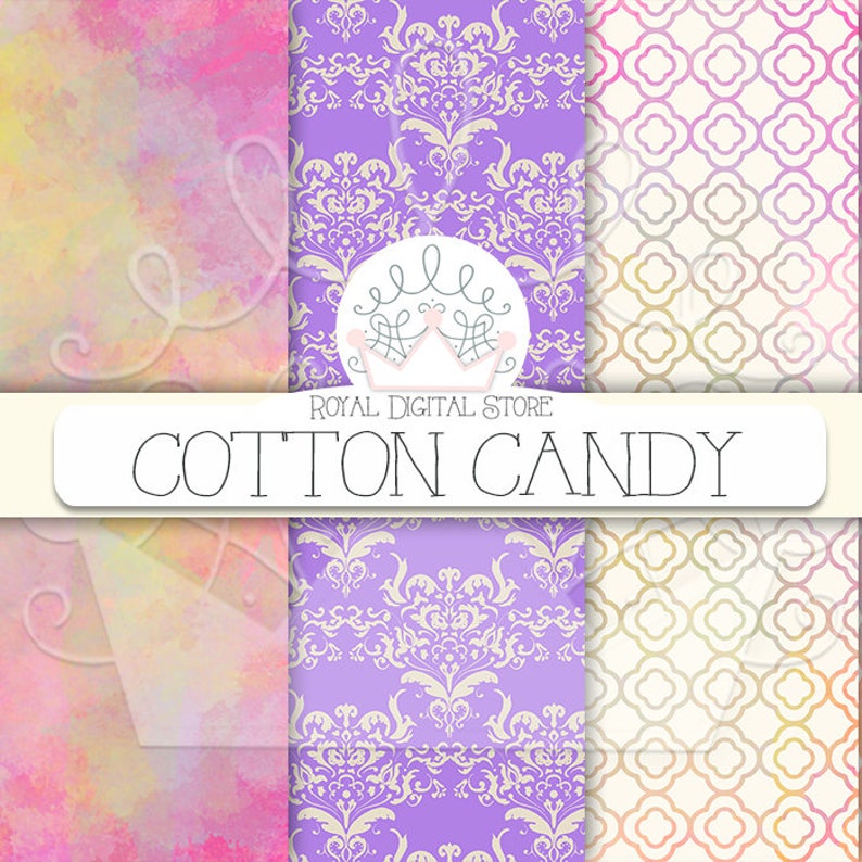 Sweet digital paper: COTTON CANDY with watercolor | Etsy